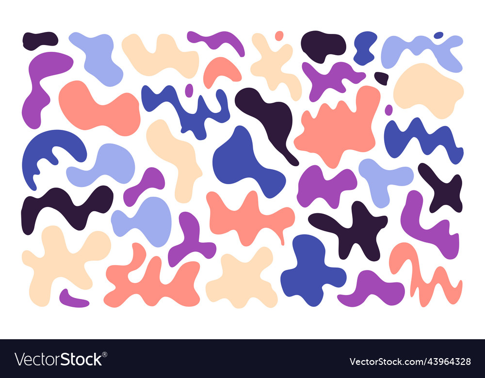 Set random shapes irregular form colorful blobs Vector Image