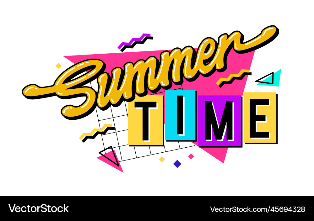 Summer time - hand drawn 90s style vivid Vector Image