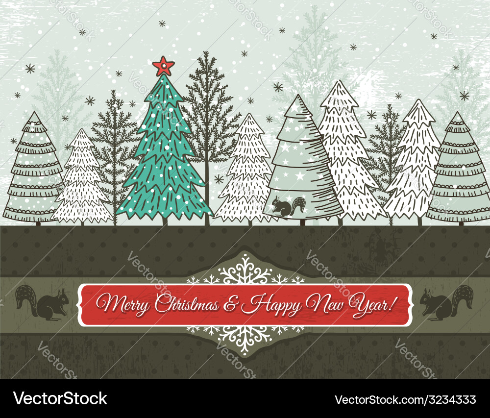 Background with forest of christmas trees Vector Image