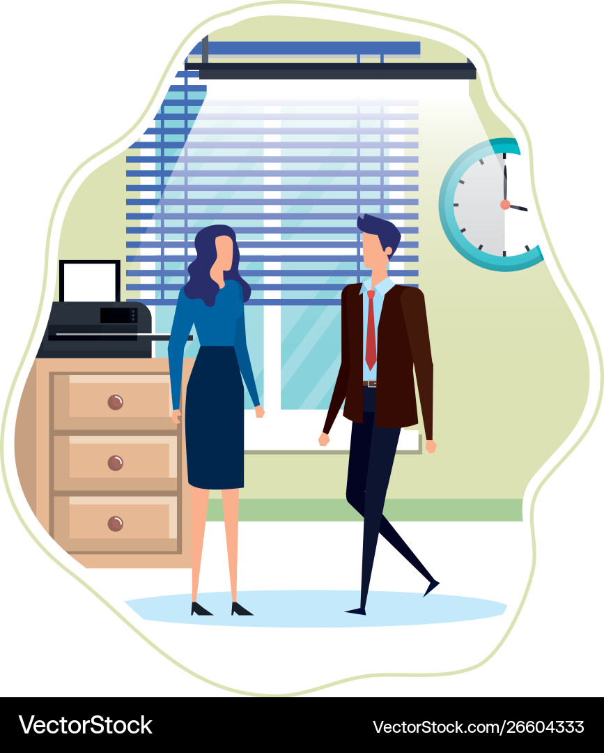 Business couple in workplace characters Royalty Free Vector