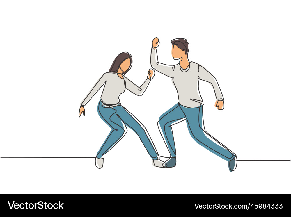 Continuous one line drawing man and woman dancing Vector Image
