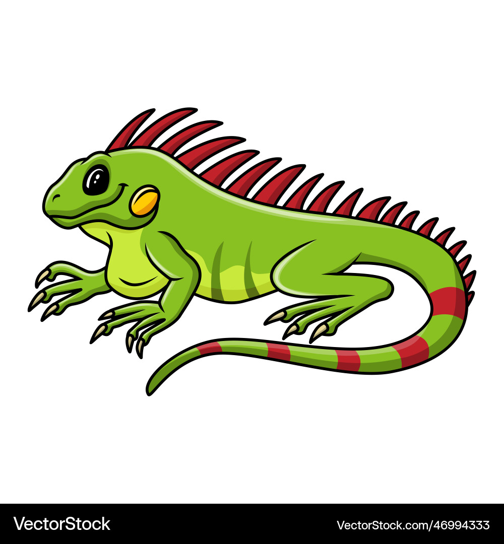 Cute iguana cartoon posing with smile Royalty Free Vector