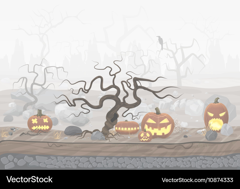 Fog day scary horror halloween background Vector Image