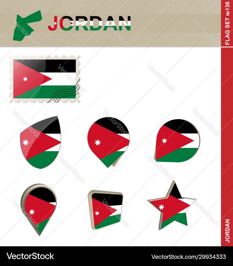 Jordan flag set flag set 136 Royalty Free Vector Image