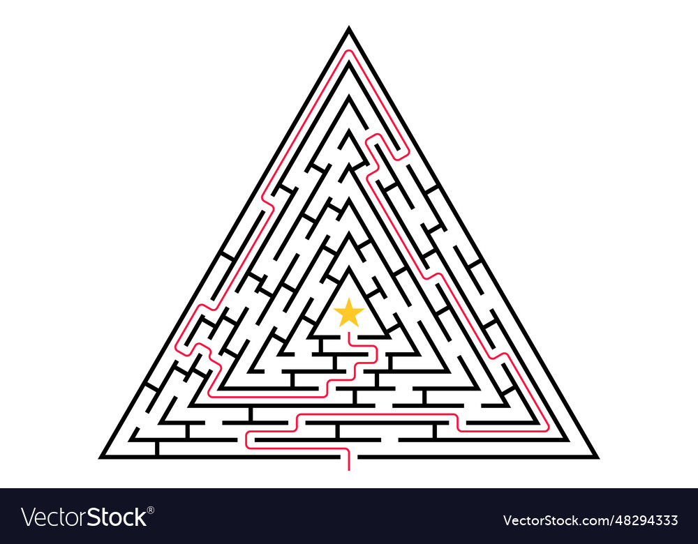 Labyrinth game triangle maze puzzle Royalty Free Vector