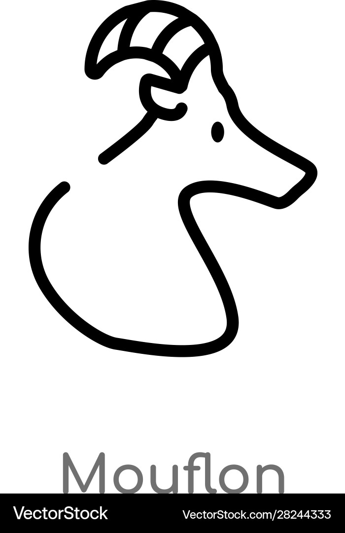 Outline mouflon icon isolated black simple line Vector Image
