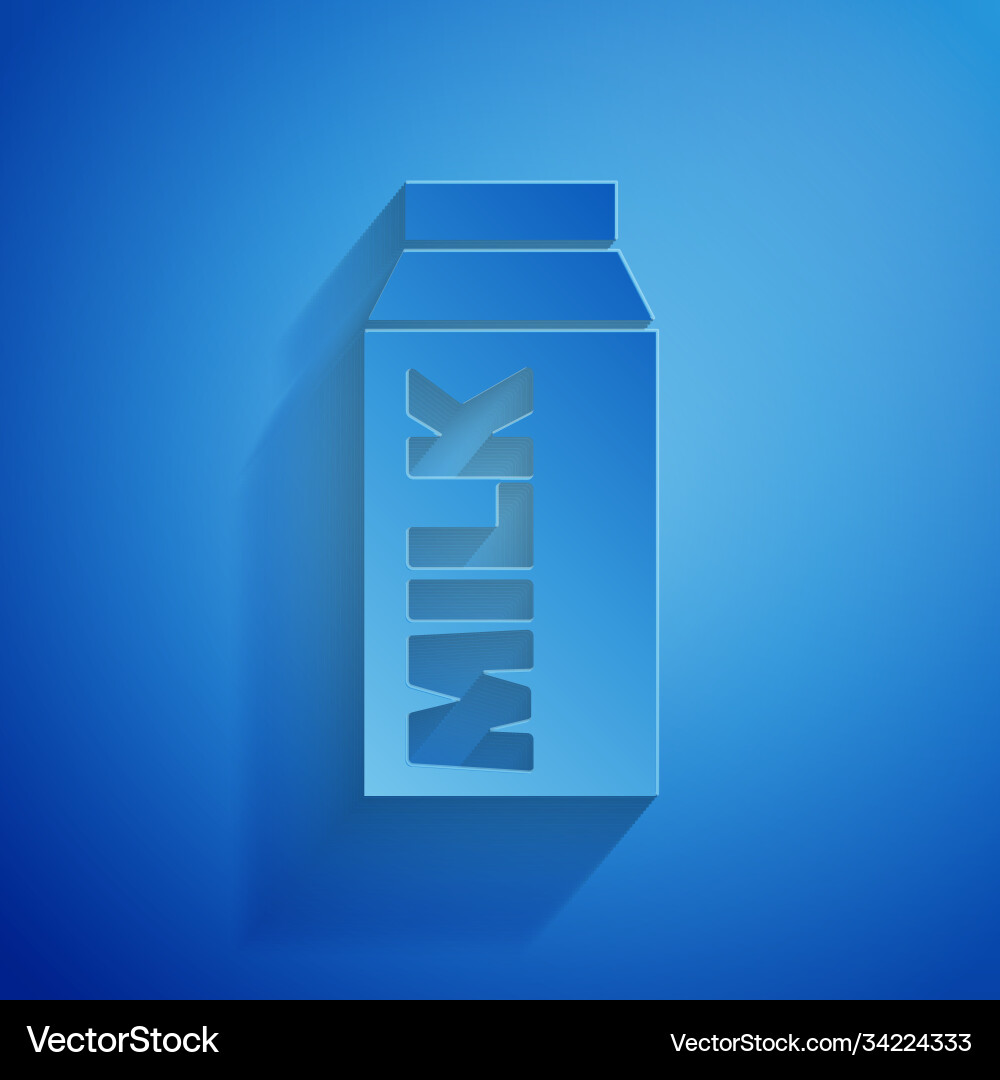 Paper cut package for milk icon isolated Vector Image