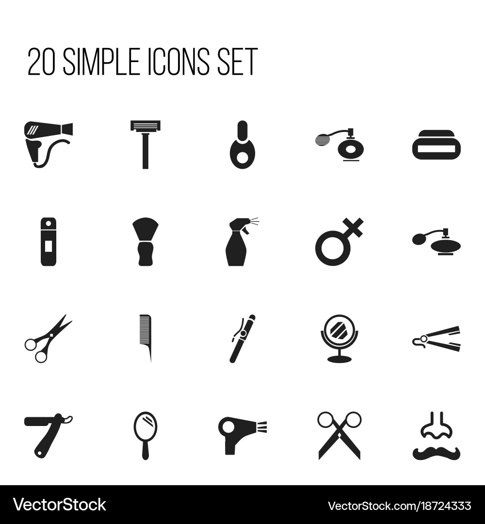 Set of 20 editable coiffeur icons includes Vector Image