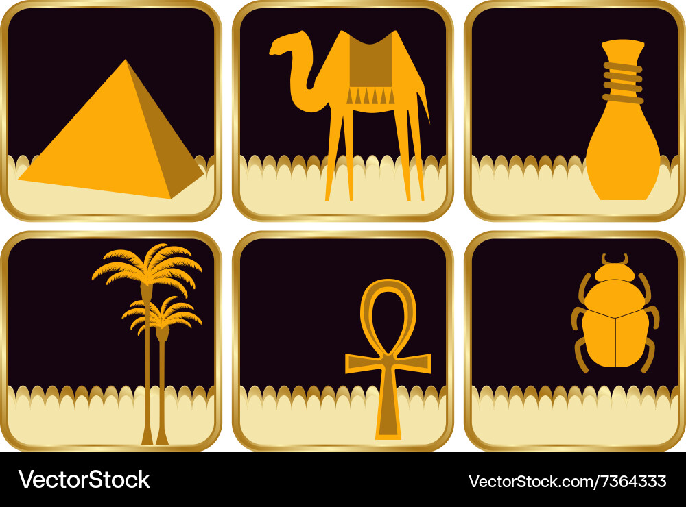 Set of flat icons egypt Royalty Free Vector Image