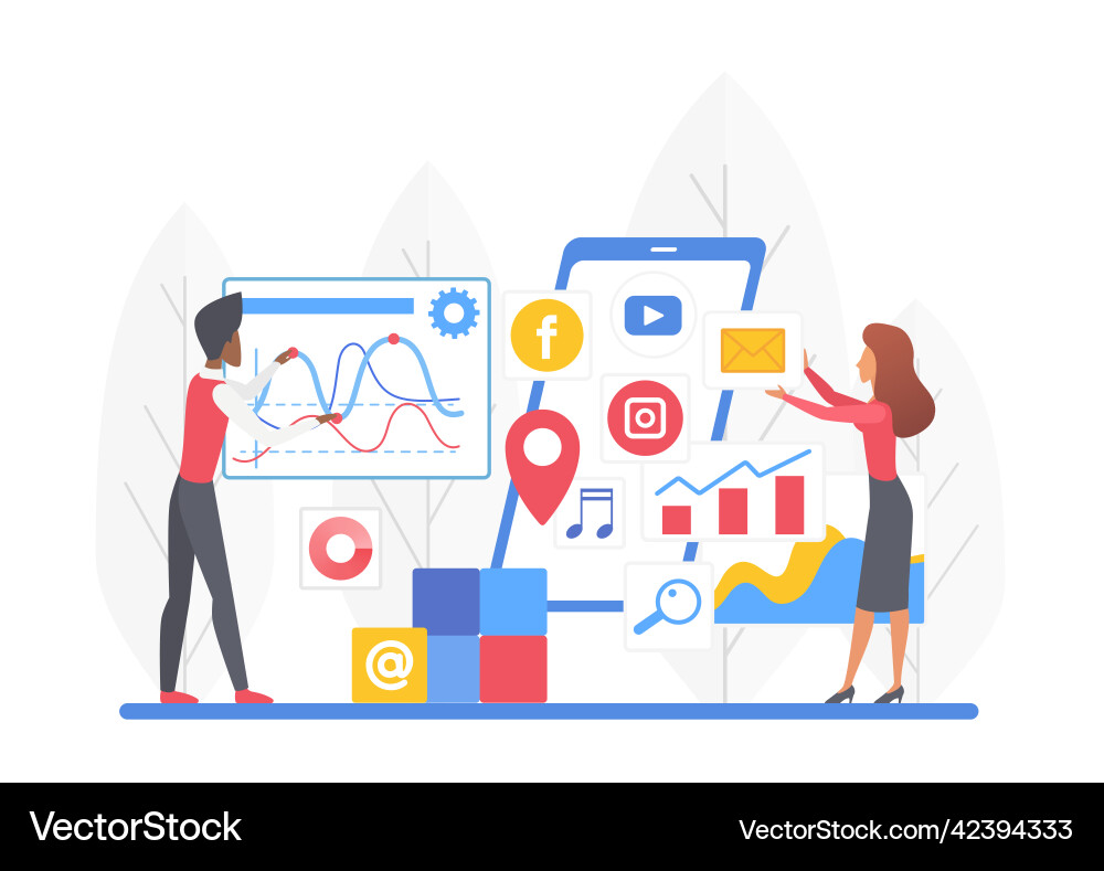 Software development mobile media applications Vector Image