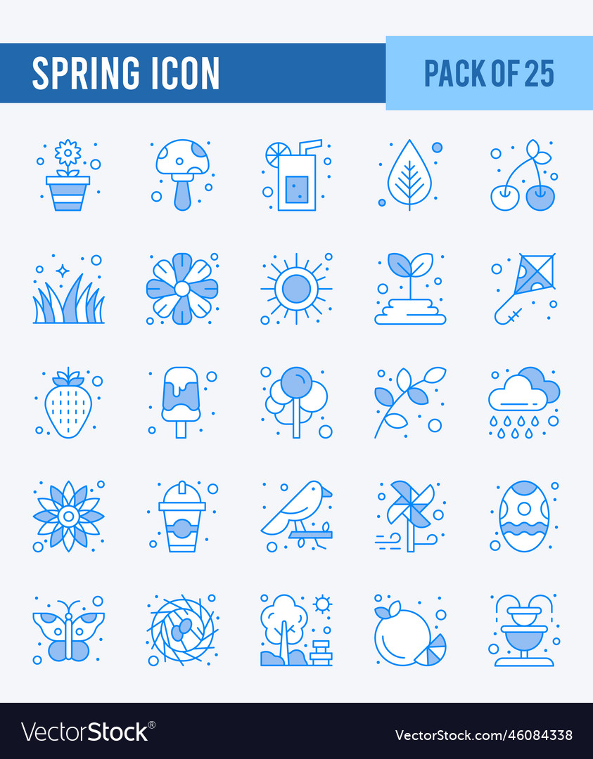 25 spring two color icons pack Royalty Free Vector Image