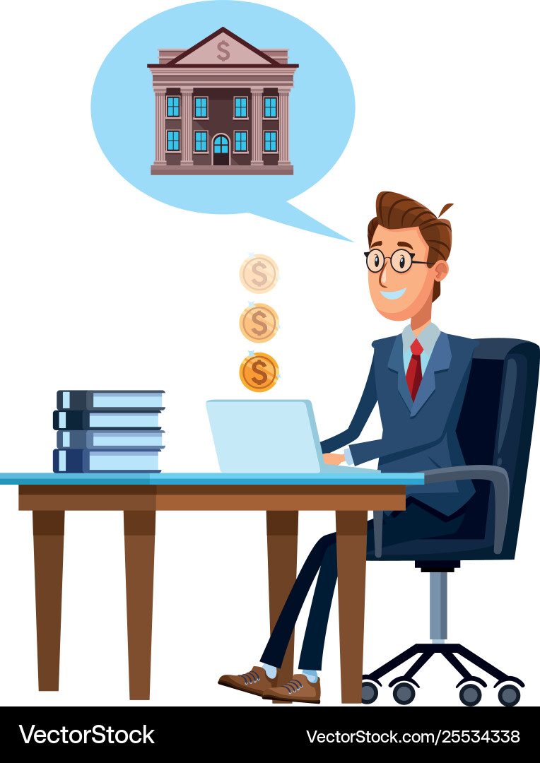 Businessman in a desk Royalty Free Vector Image