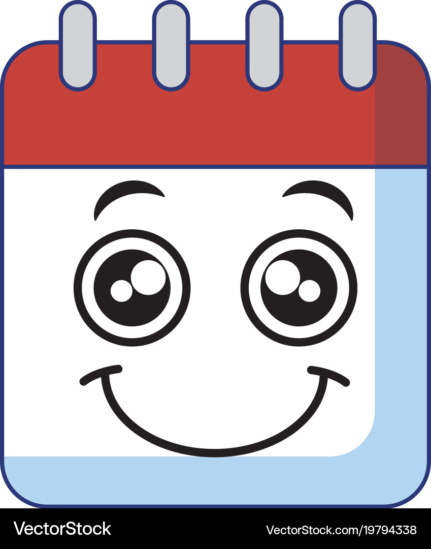 Calendar reminder kawaii character Royalty Free Vector Image