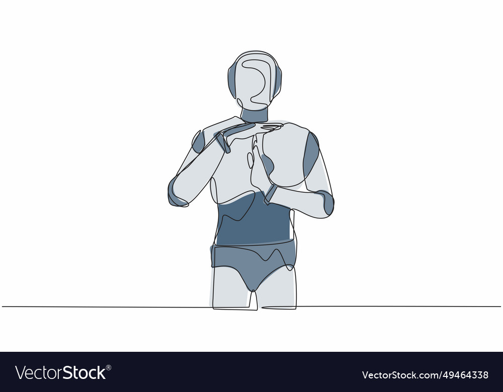 Continuous one line drawing robot standing Vector Image Continuous one line drawing robot standing Vector Image