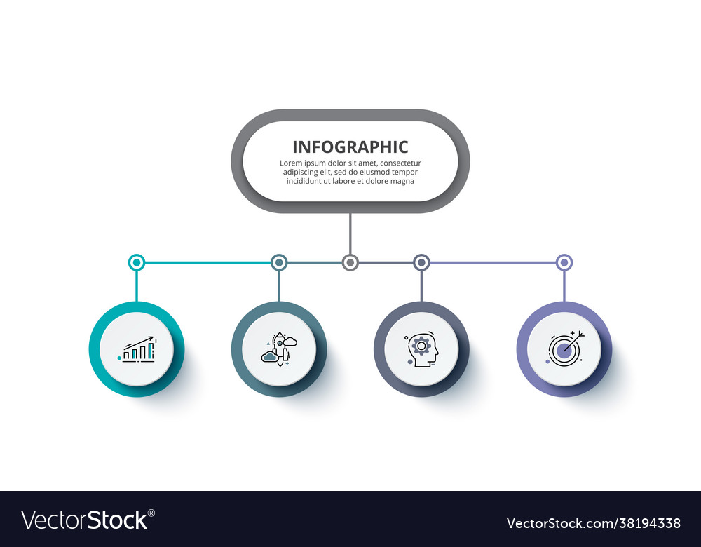 Flow chart with main abstract element and 4 Vector Image