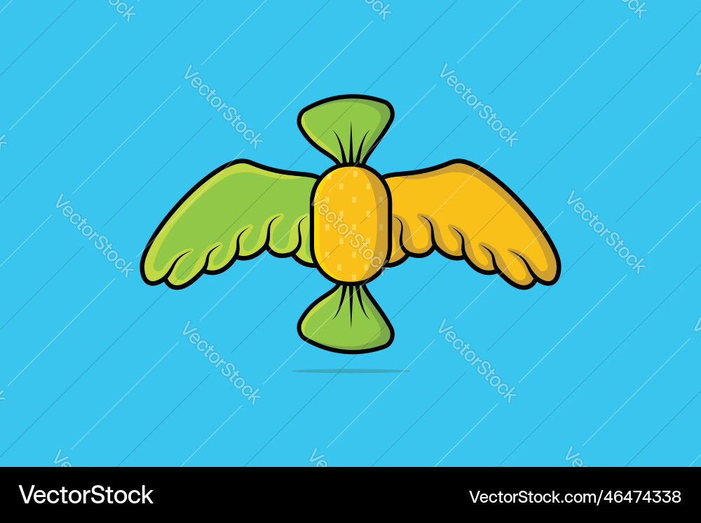 Flying sweet candy with bird wings Royalty Free Vector Image