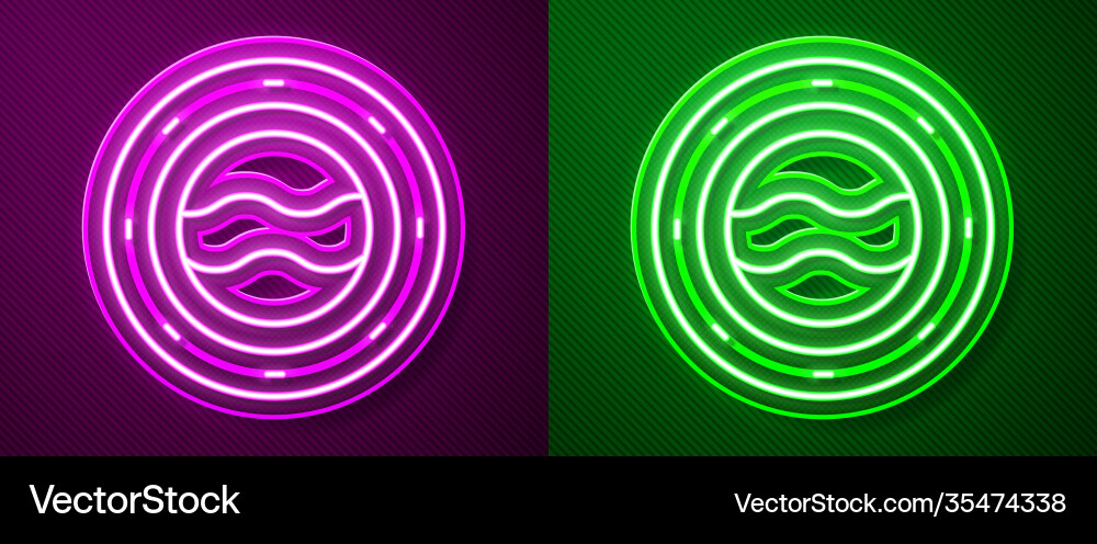 Glowing neon line ship porthole with rivets Vector Image