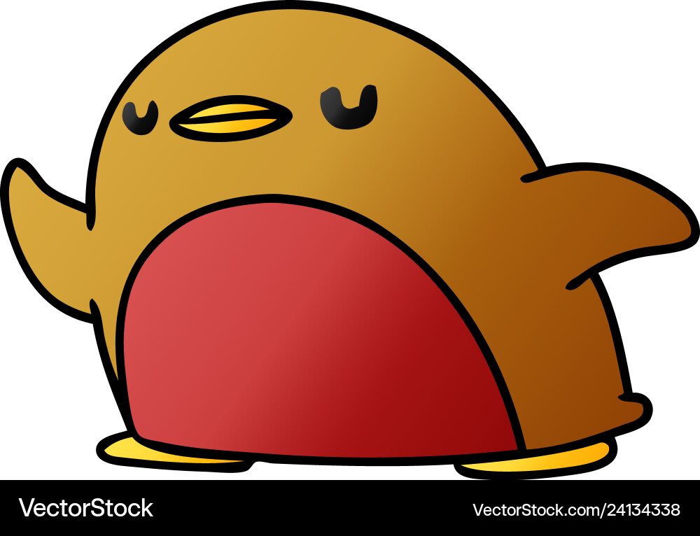 Gradient cartoon cute kawaii red robin Royalty Free Vector