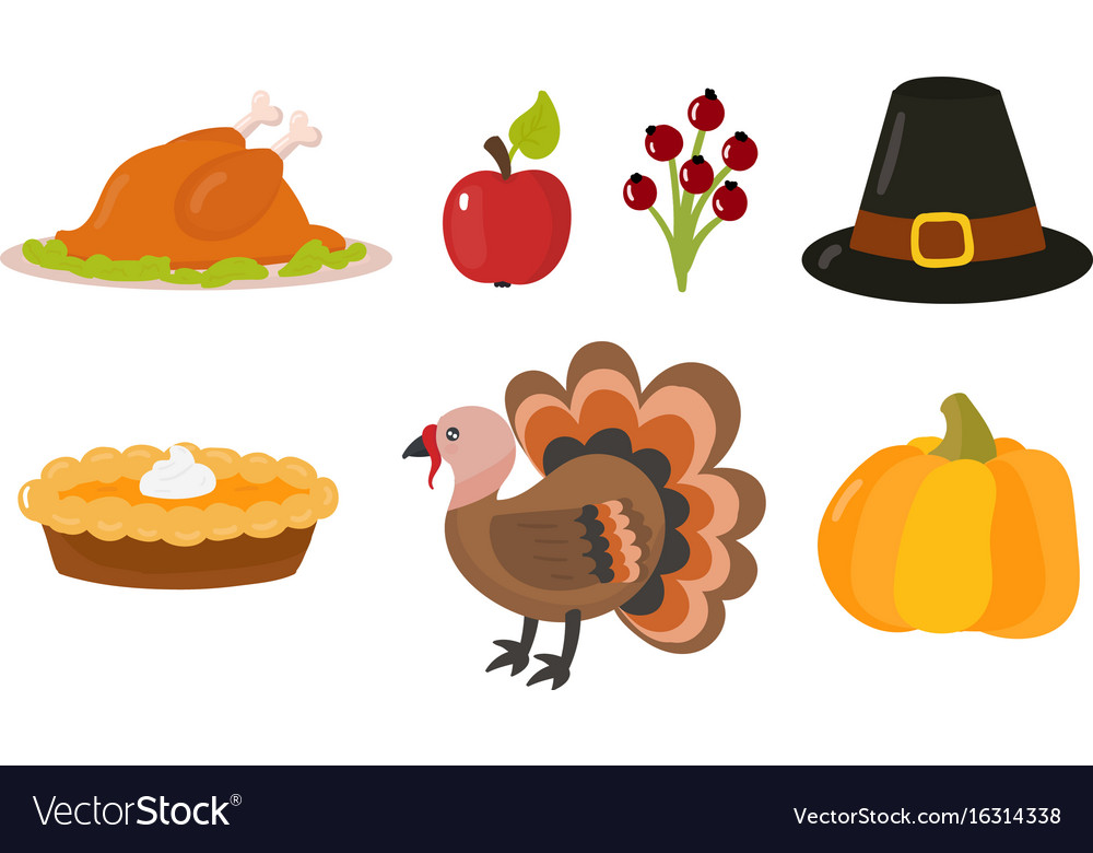 Happy Thanksgiving Day Symbols Design Holiday Vector Image
