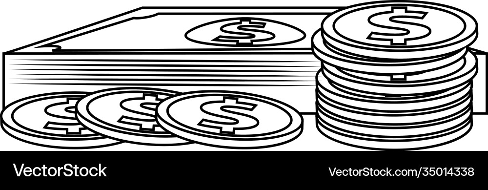 Isolated money icons draw Royalty Free Vector Image