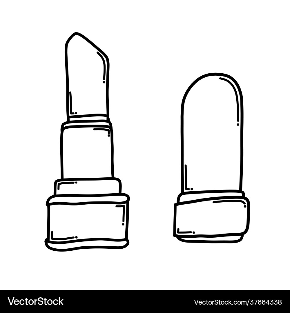 Lipstick doodle icon drawing sketch hand drawn Vector Image