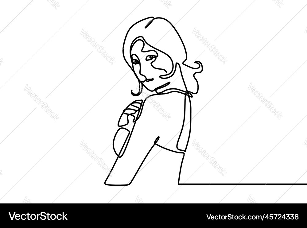 Pretty girl continuous one line drawing Royalty Free Vector