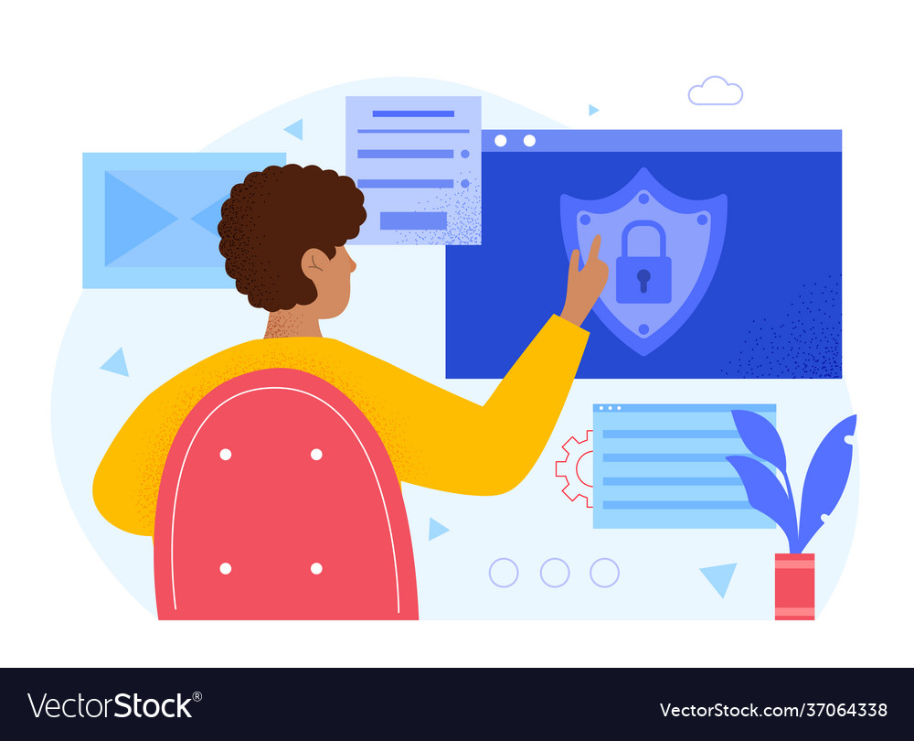 Protecting Computer Data Coding Application Vector Image 3105