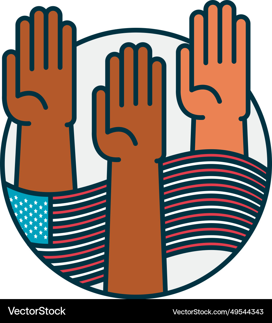 Martin luther king day with raised hands Vector Image