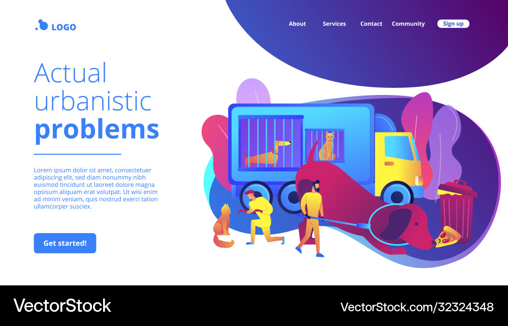 Animal control service concept landing page Vector Image