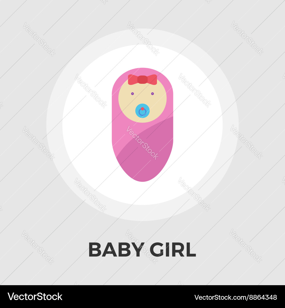 Baby girl flat icon Royalty Free Vector Image - VectorStock