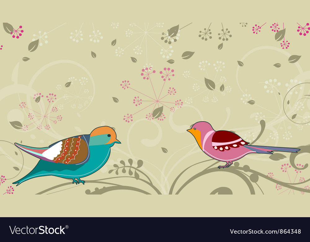 Birds with floral Royalty Free Vector Image - VectorStock