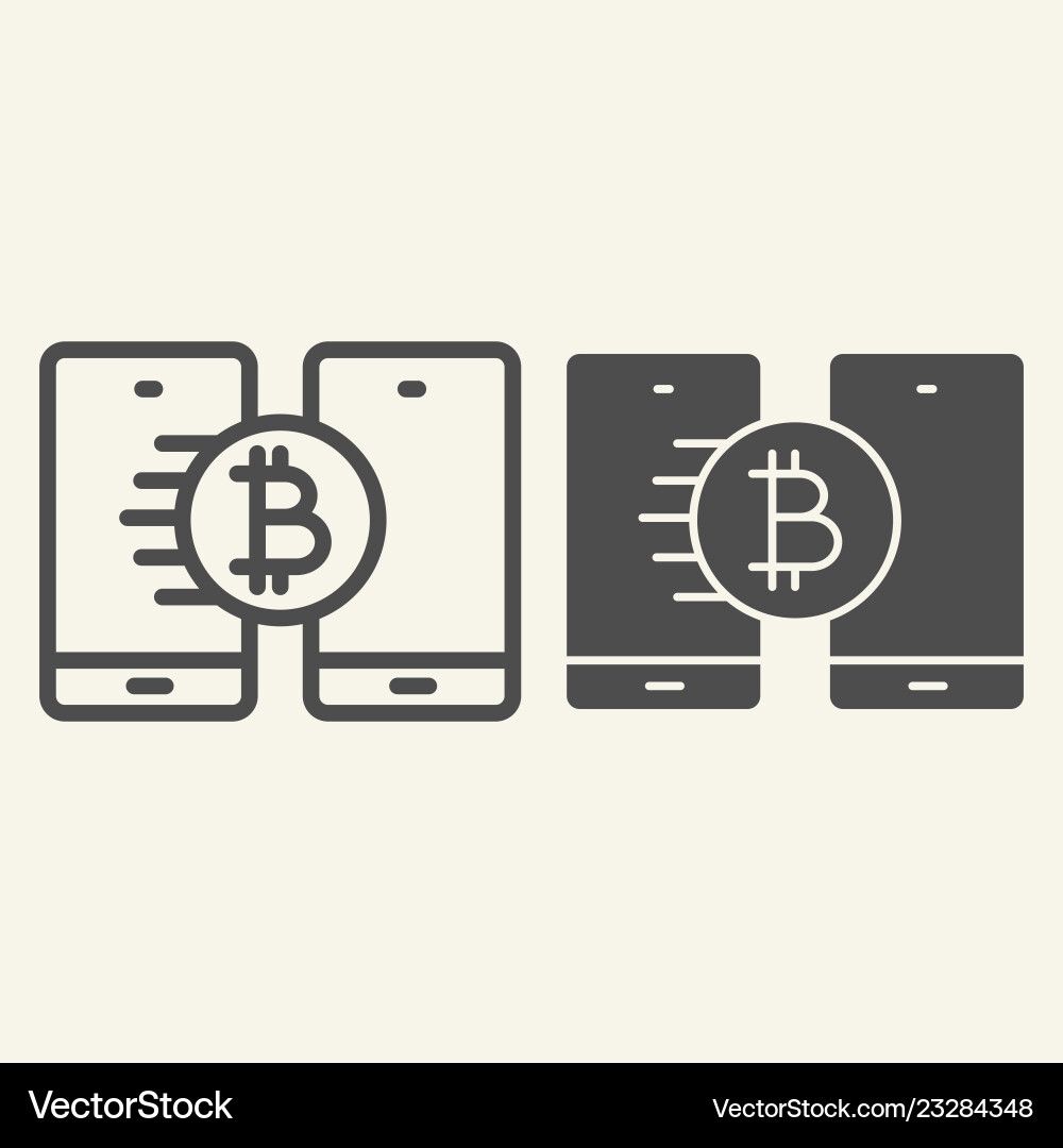 Bitcoin transfer line and glyph icon crypto coin Vector Image