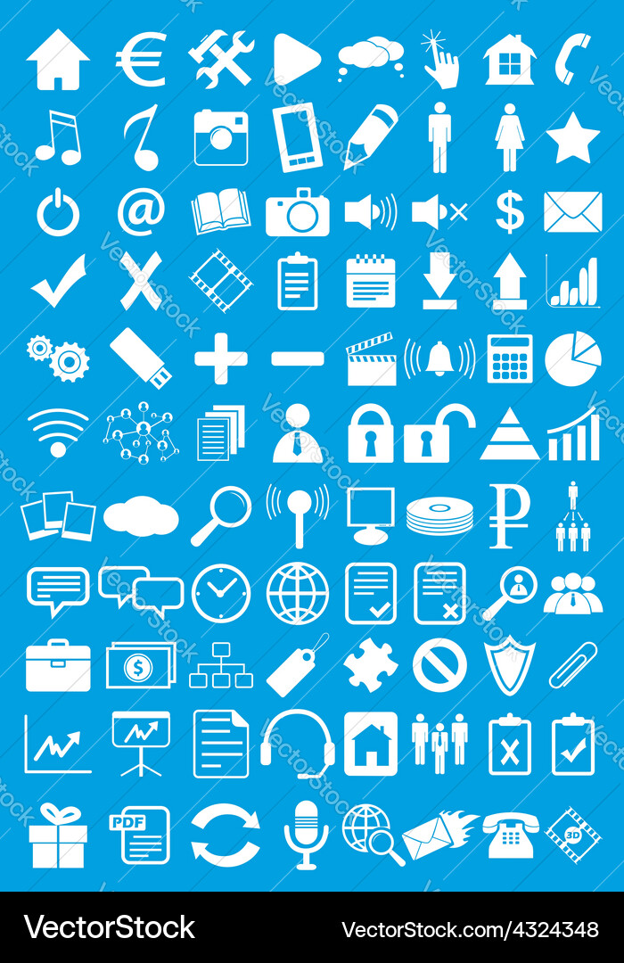 Blue webdesign flat icons set Royalty Free Vector Image