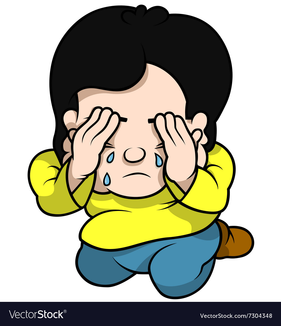 Boy crying Royalty Free Vector Image - VectorStock