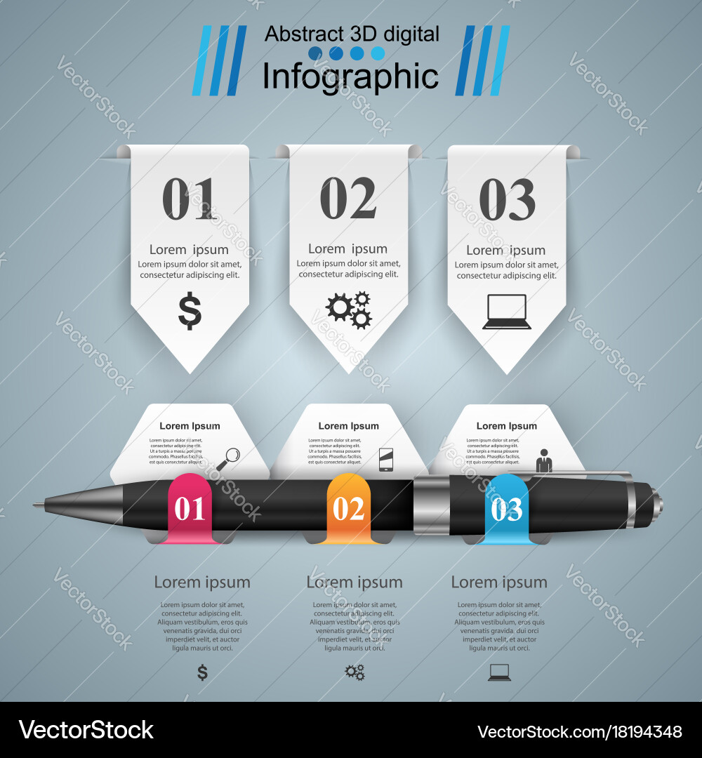 Business infographics pen icon Royalty Free Vector Image