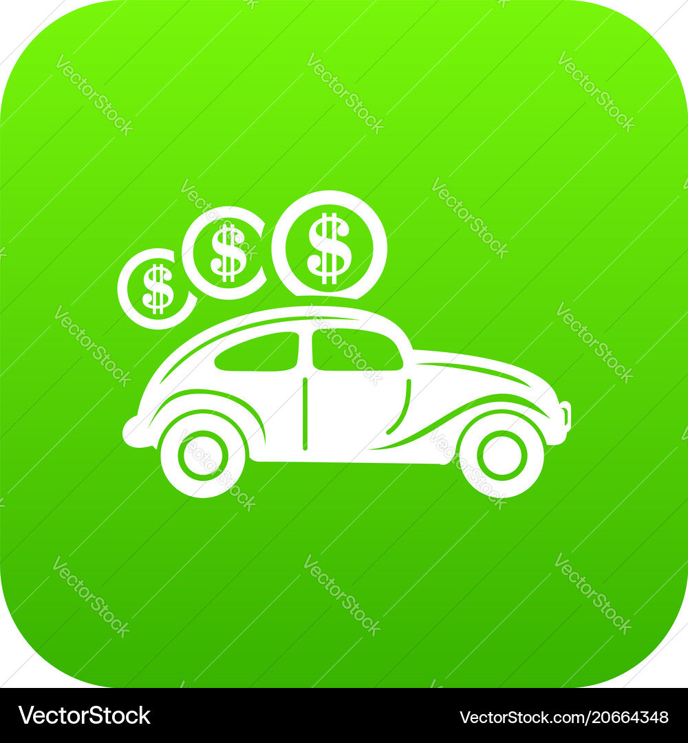 Car on credit icon green Royalty Free Vector Image