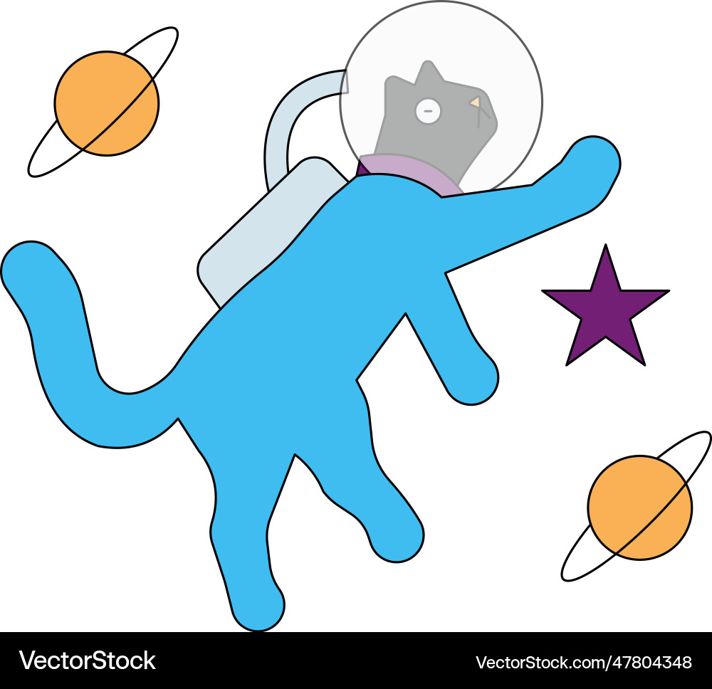 Cat is having fun in space Royalty Free Vector Image