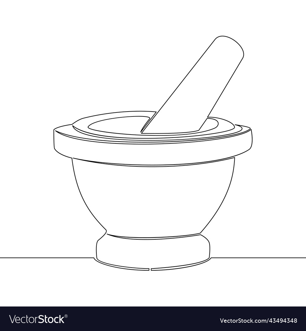 Continuous line drawing mortar and pestle concept Vector Image Continuous line drawing mortar and pestle concept Vector Image