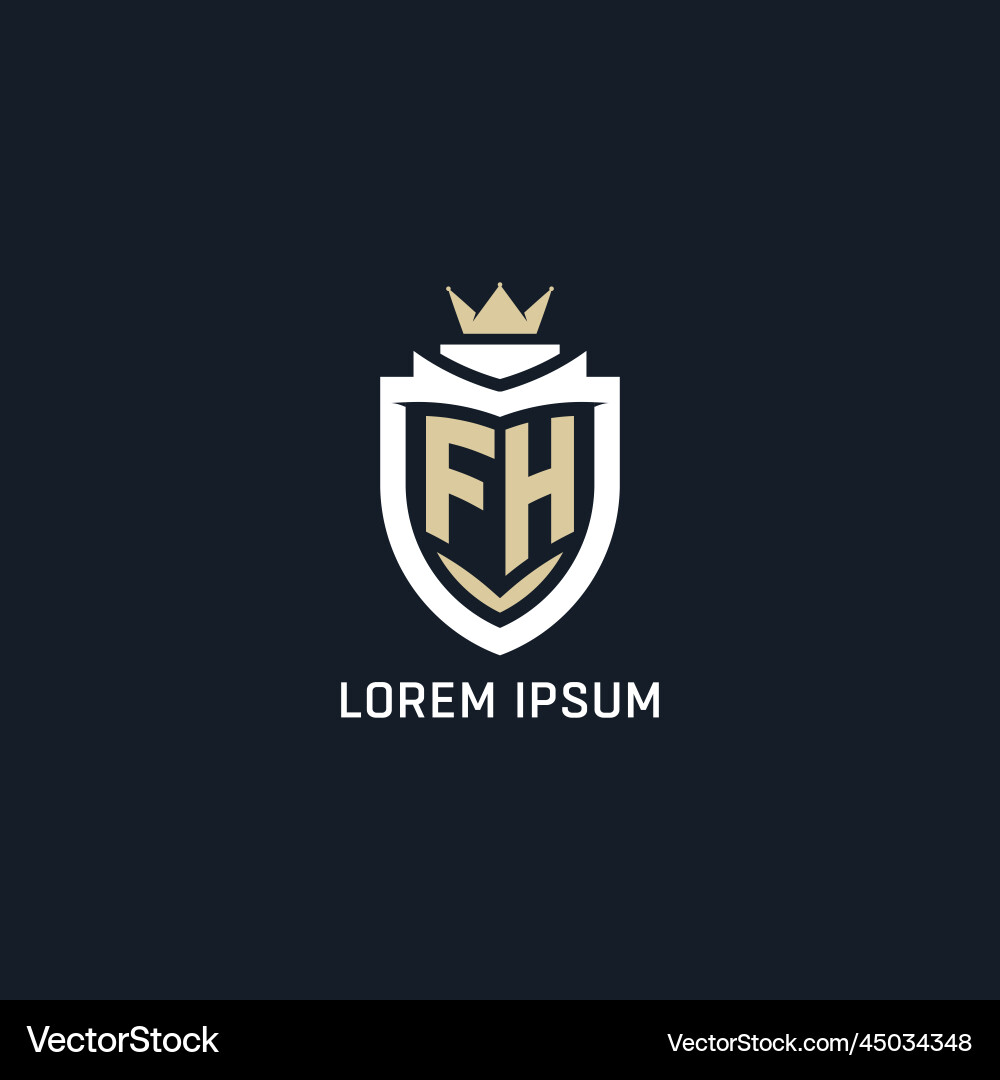 Initial letter fh shield and crown logo style Vector Image