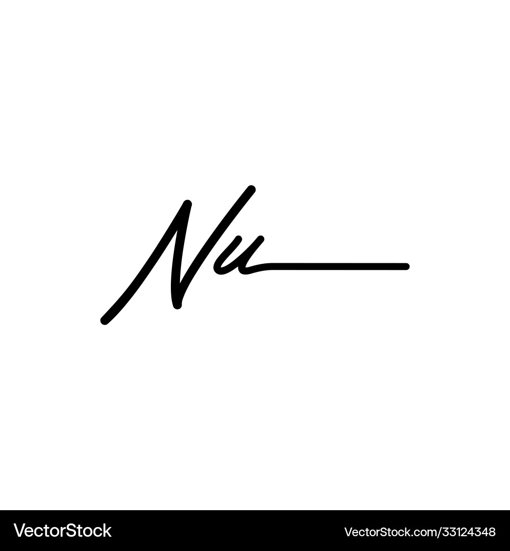 Letter nu signature logo template Royalty Free Vector Image
