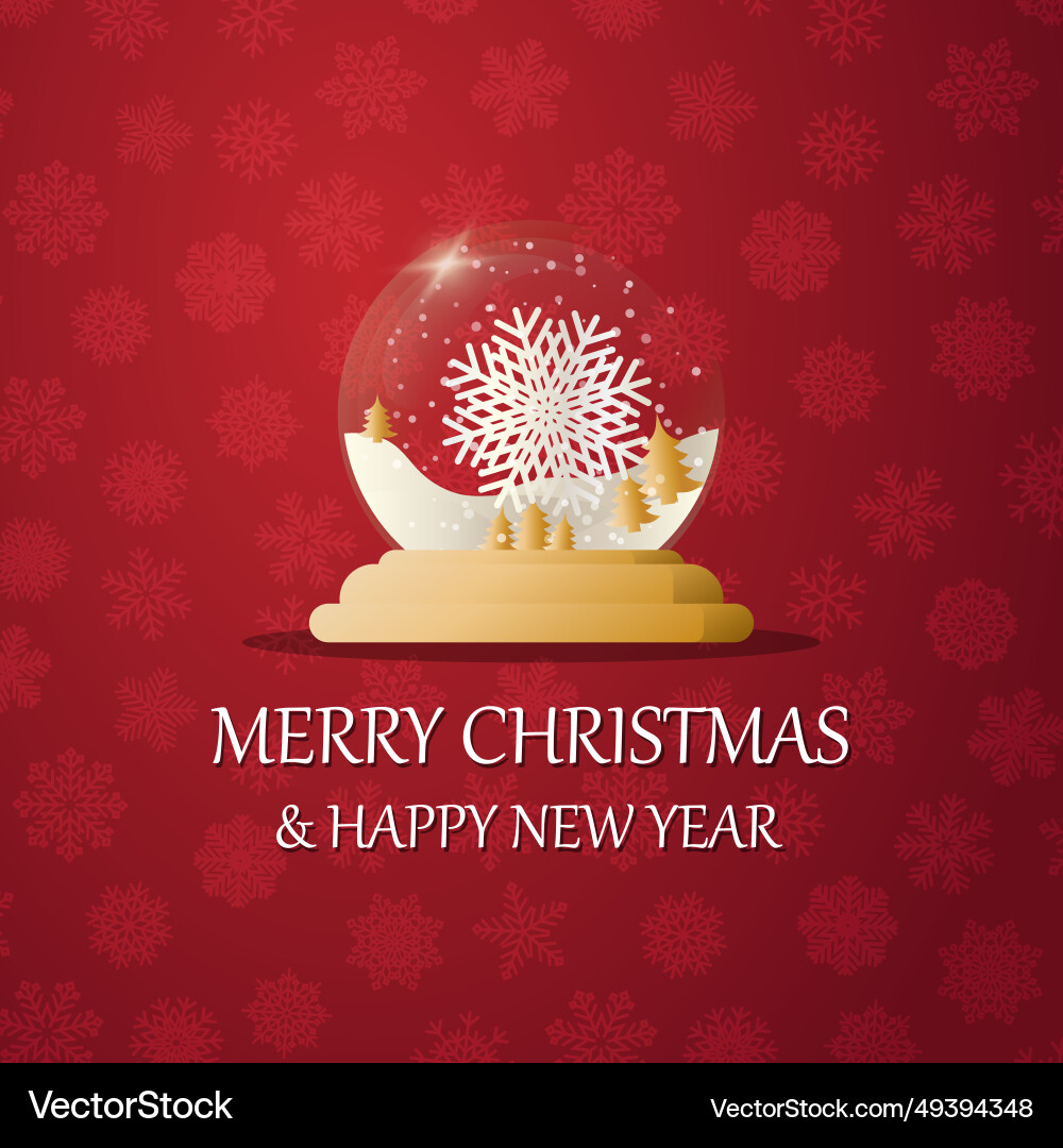 Merry christmas snow globe with a snowflake under Vector Image