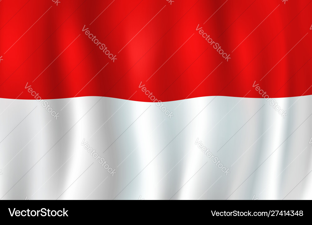 Monaco national flag red and white strips Vector Image