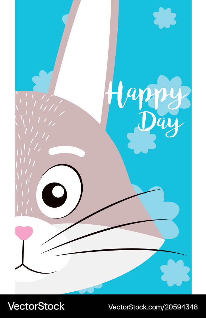 Rabbit cute animal cartoon card Royalty Free Vector Image