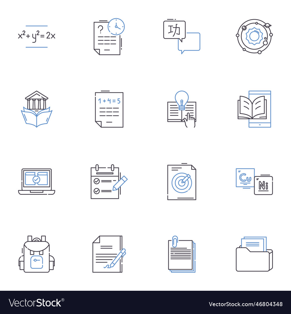 Reflection-contemplation line icons collection Vector Image Reflection-contemplation line icons collection Vector Image