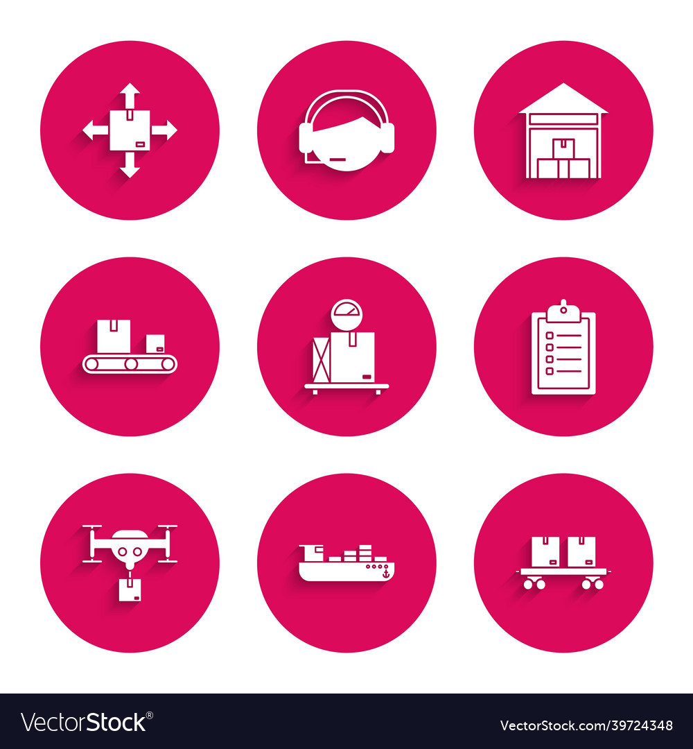Set scale with cardboard box railway carriage Vector Image