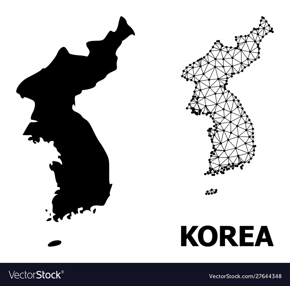 Solid and network map korea Royalty Free Vector Image