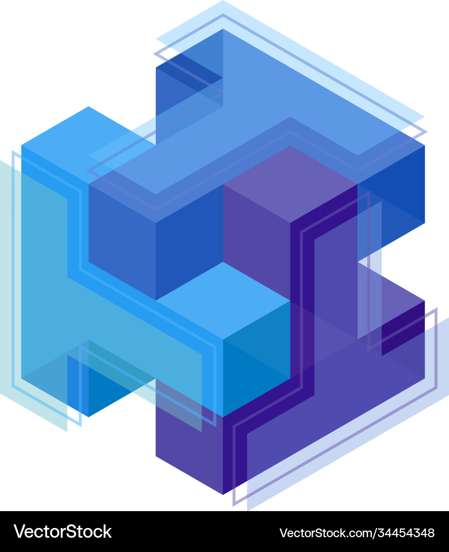 T letter logo symbol cubes lined up in space Vector Image