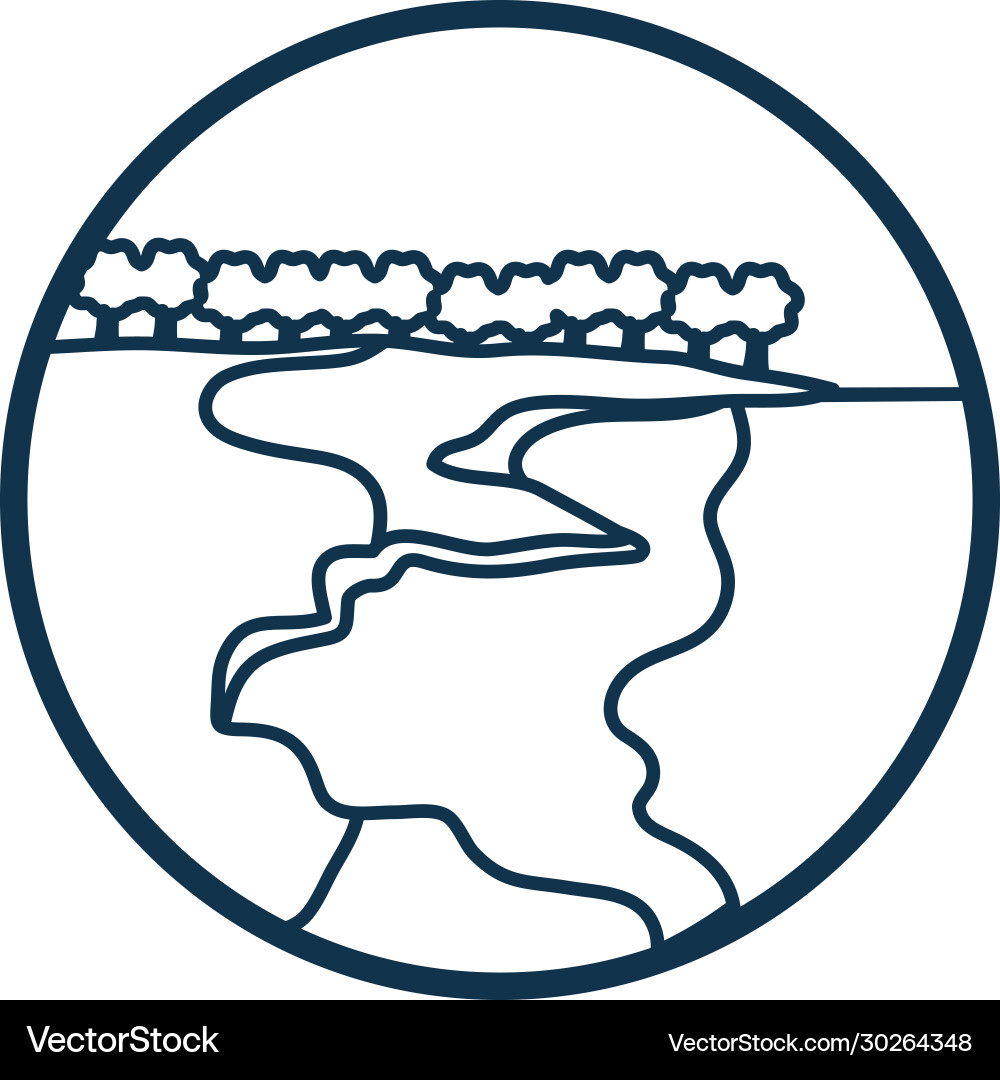 Trees and sea line style icon design Royalty Free Vector