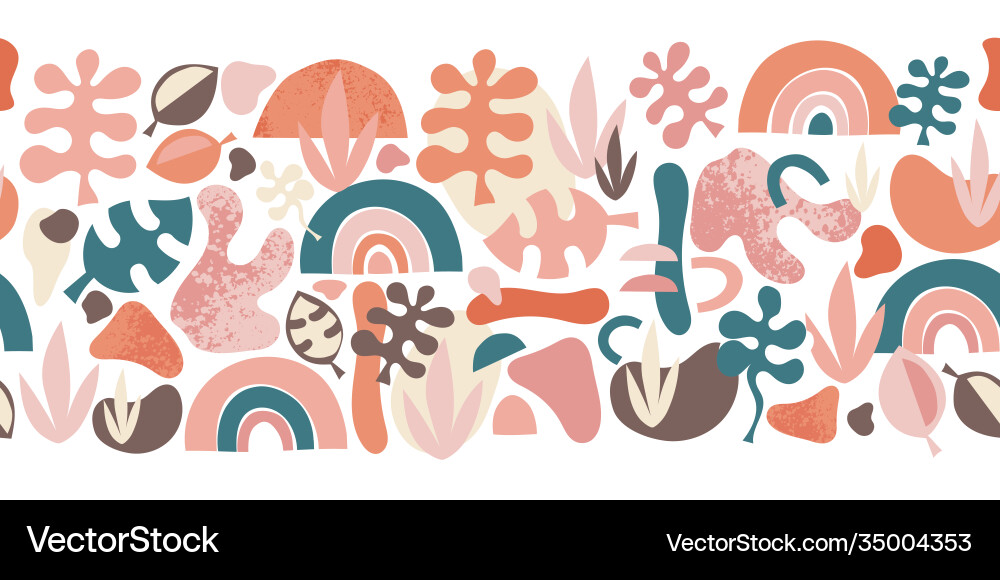 Abstract cut out shapes seamless border Royalty Free Vector