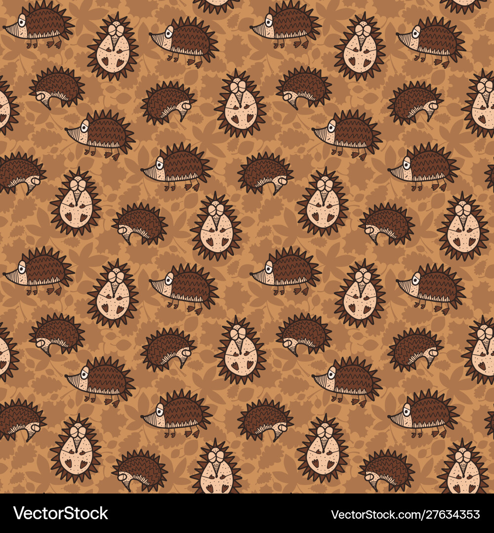 Autumn kids seamless pattern in brown Royalty Free Vector